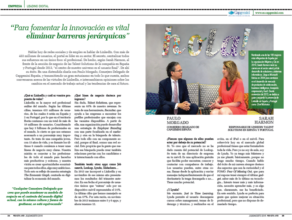 Entrevista de Paulo Morgado, Consejero Delegado de Capgemini España con ... Entrevista de Paulo Morgado, Consejero Delegado de Capgemini España con ...