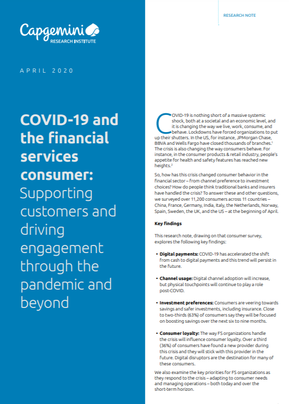 COVID-19 and the financial services consumer - Capgemini